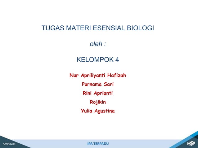 MATERI ESENSIAL BIOLOGI - TUGAS - KEL 4 - Klasifikasi M H.pptx