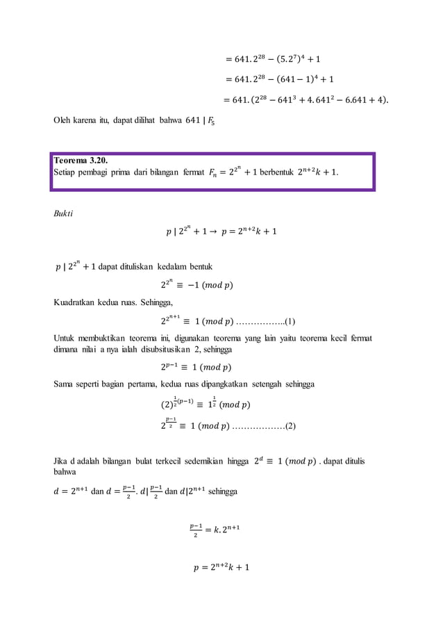 FAKTORISASI FERMAT & DIOPHANTINE LINIER | PDF