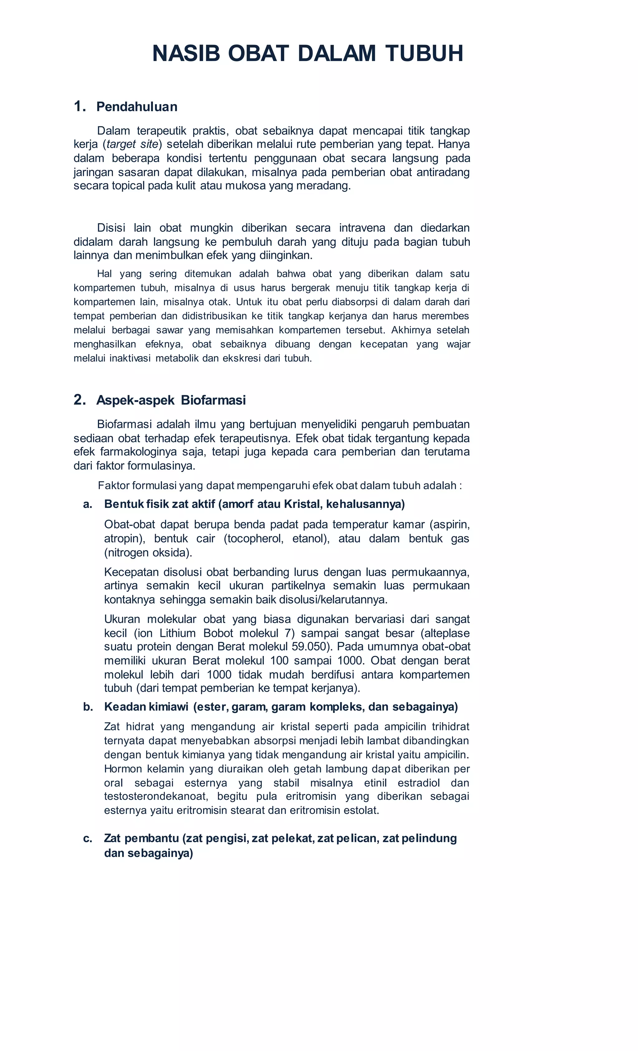 Materi farmakologi kelas xi bab 1 | DOCX
