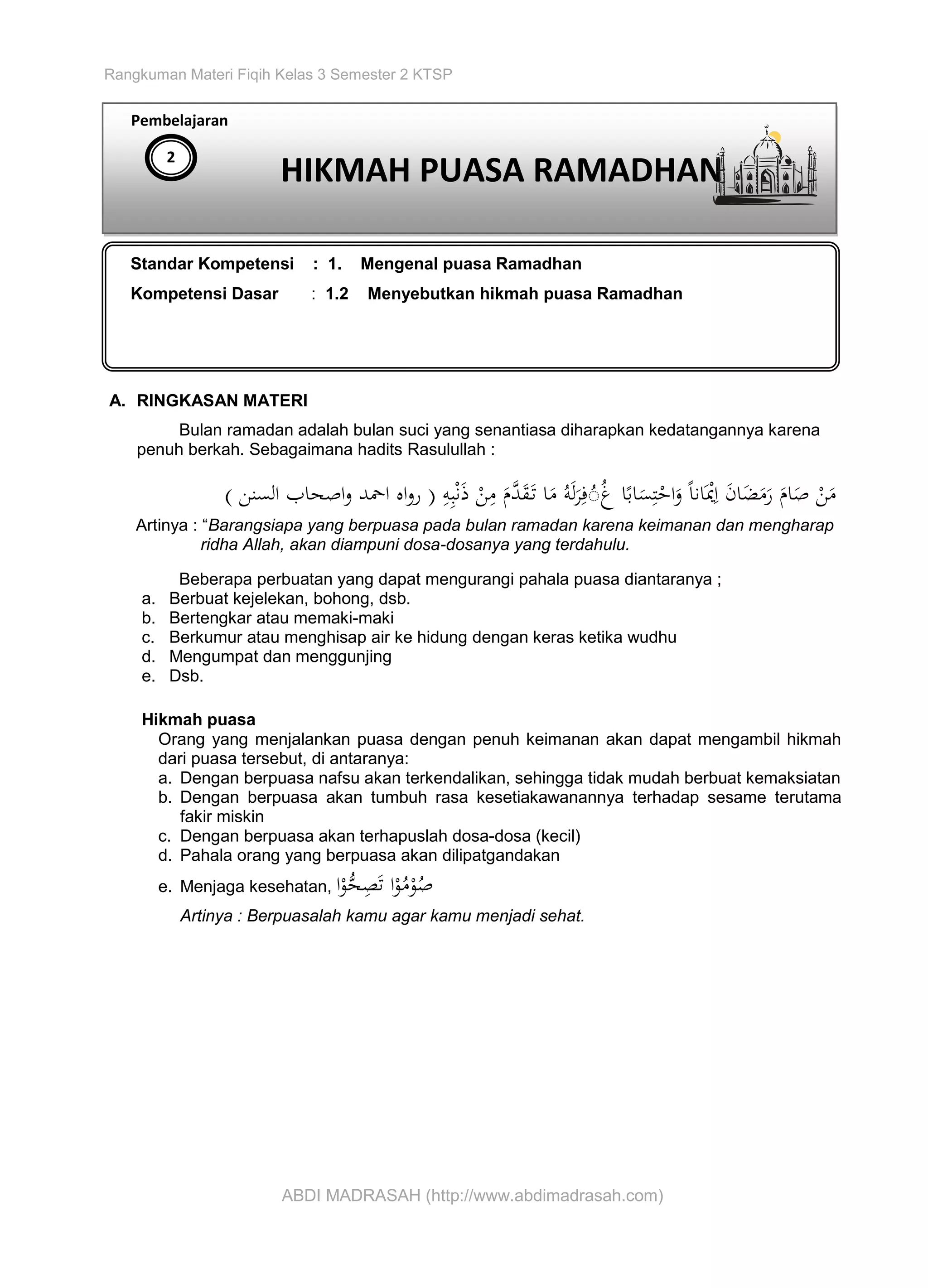 Materi fiqih kelas 3 semester 2 | PDF