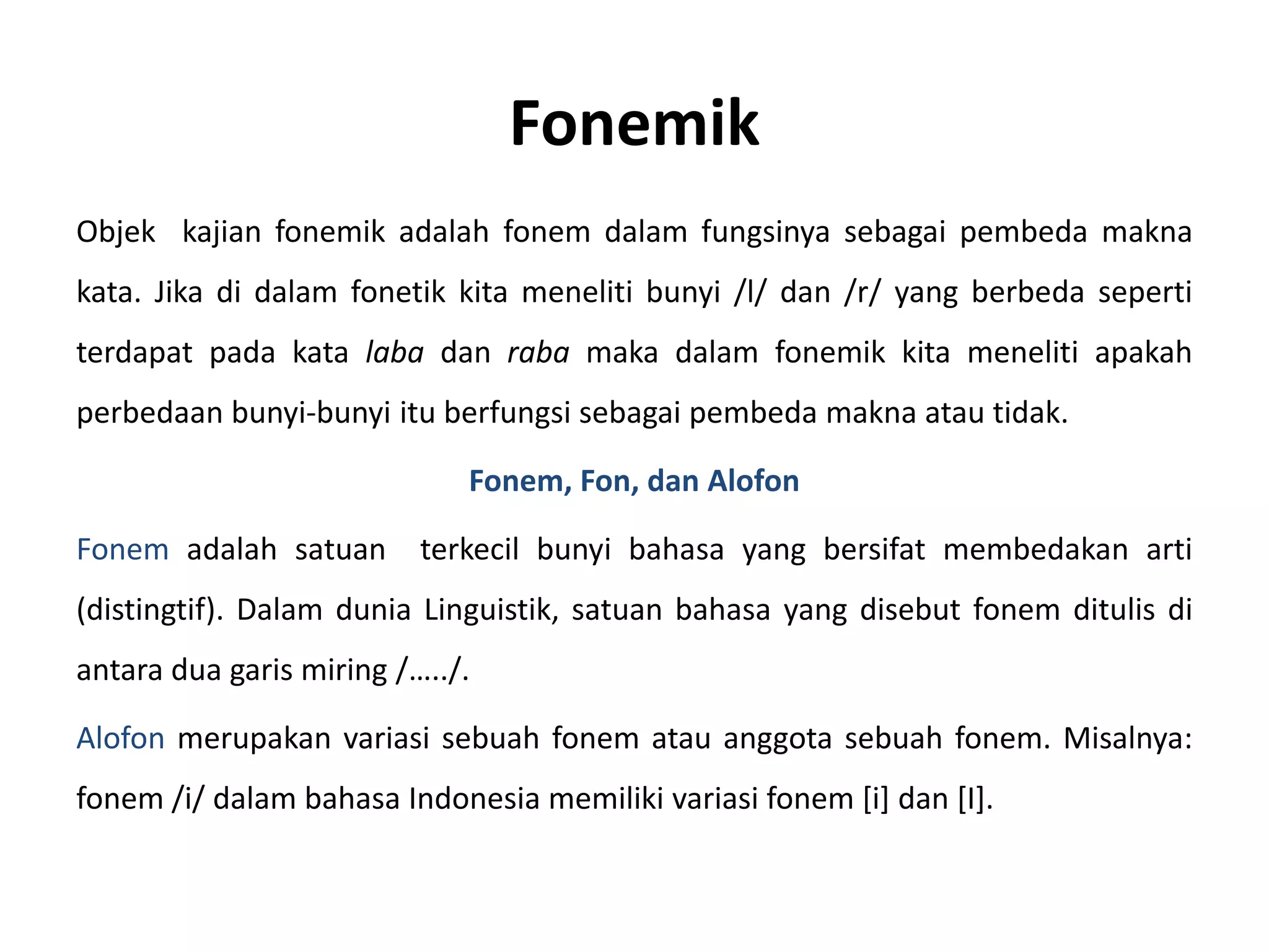 Materi fonologi bahasa indonesia | PPTX