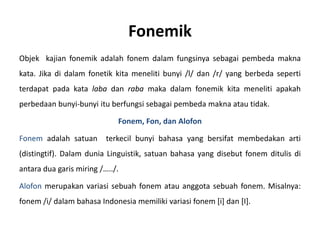 Materi fonologi bahasa indonesia | PPTX