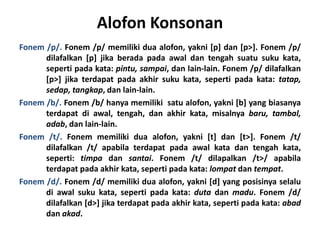 Materi fonologi bahasa indonesia | PPTX