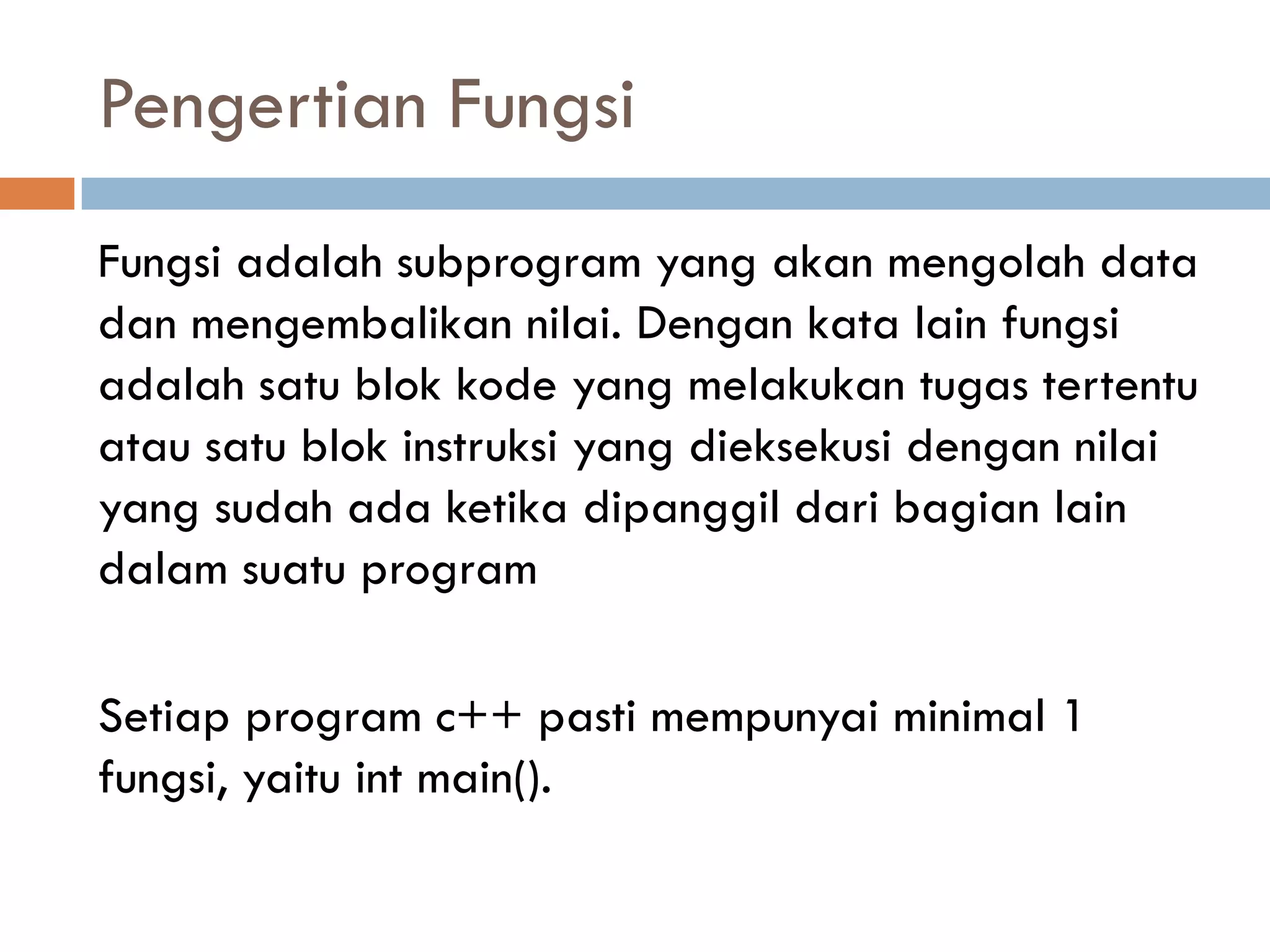 Materi fungsi dalam bahasa c++ | PDF