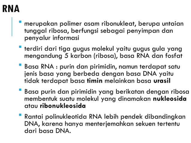 Materi Genetika Sel : DNA dan jenis jenis RNANA .ppt