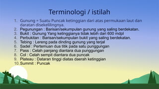 Mountaineering Gunung Hutan materi dasar | PPTX