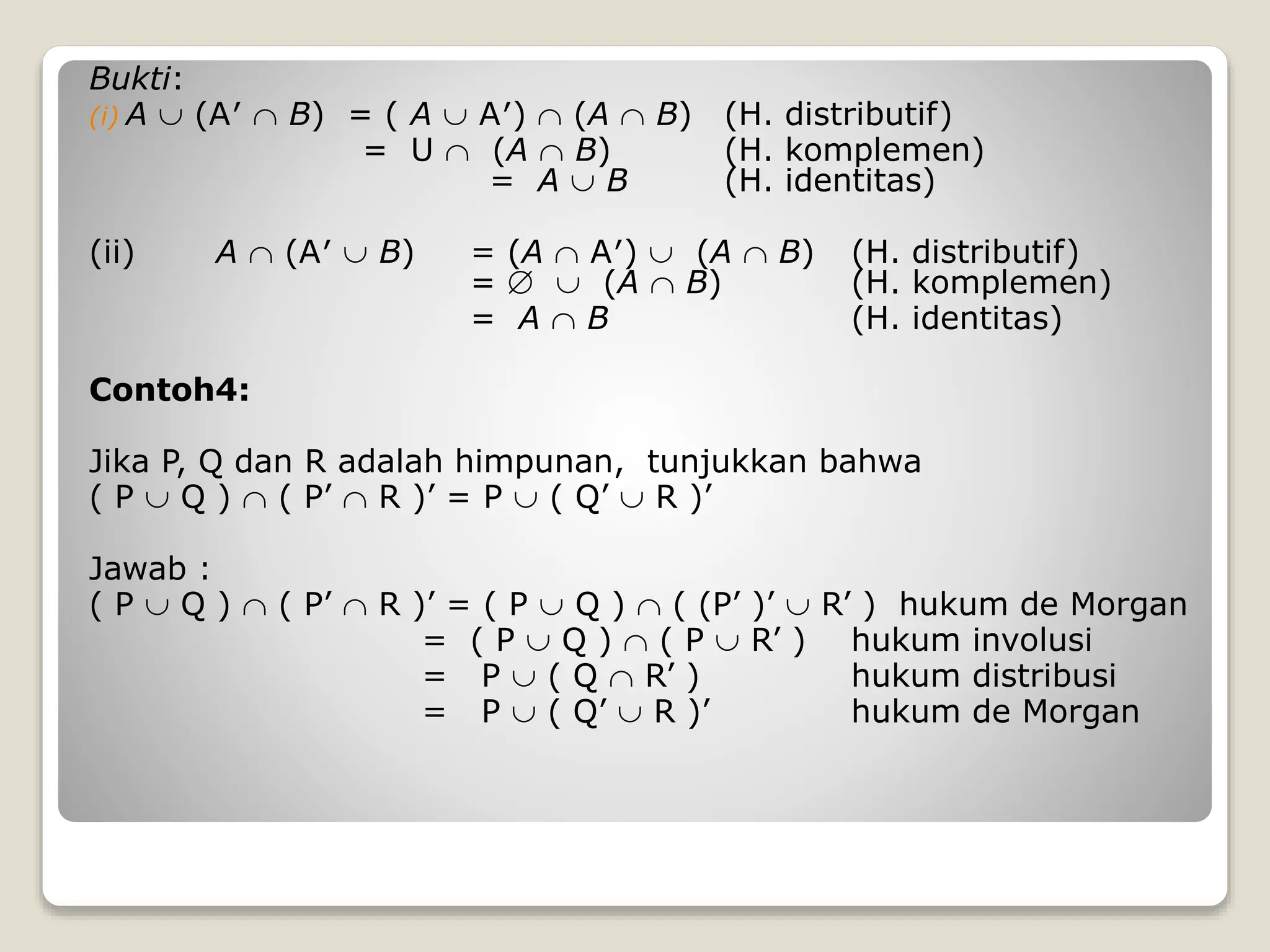 MATERI HIMPUNAN, OPERASI HIMPUNAN DAN JENIS-JENIS HIMPUNAN.ppt