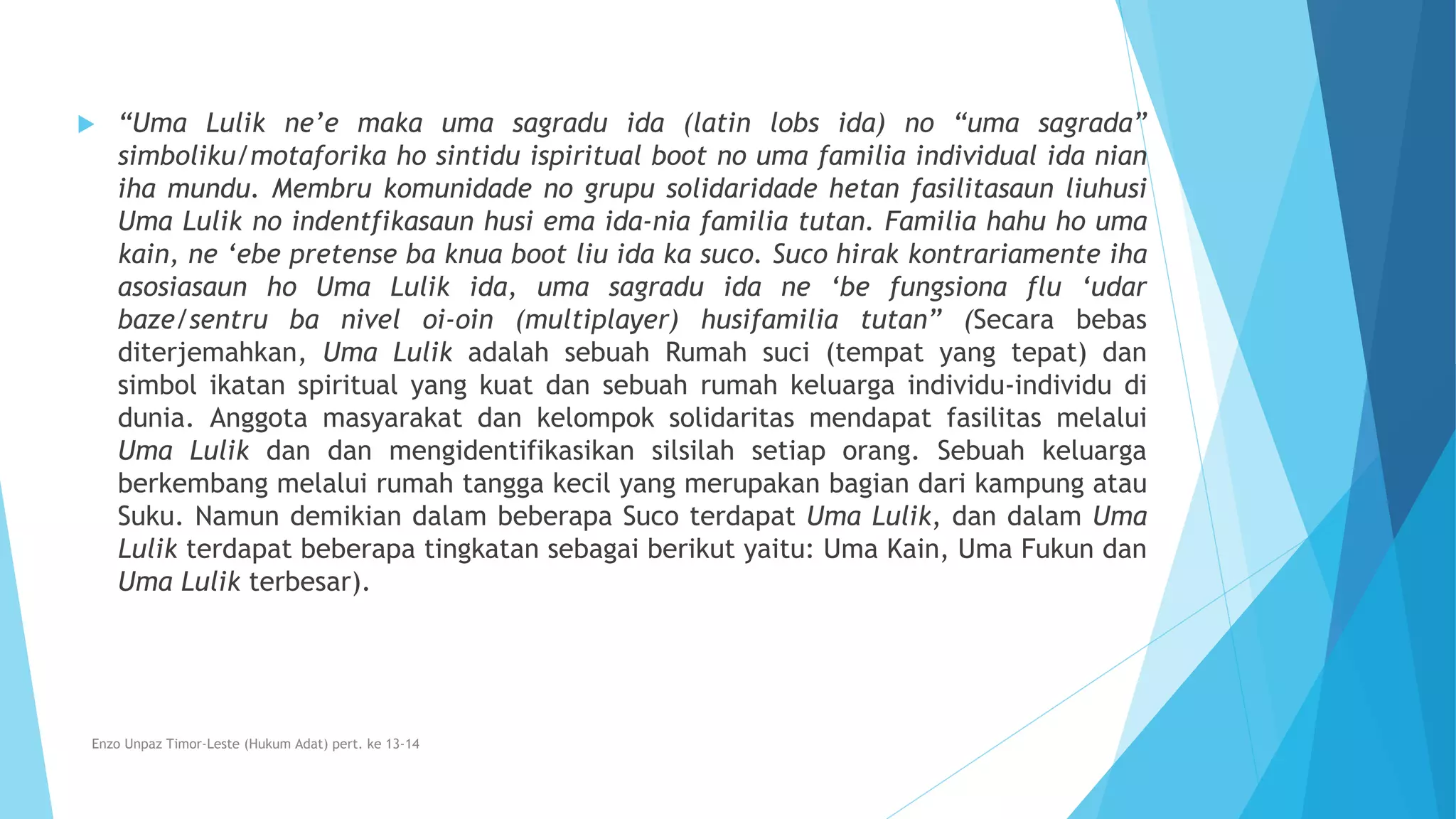 HUKUM ADAT TIMOR-LESTE (sebuah kalangan) | PPTX