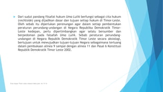 HUKUM ADAT TIMOR-LESTE (sebuah kalangan) | PPTX