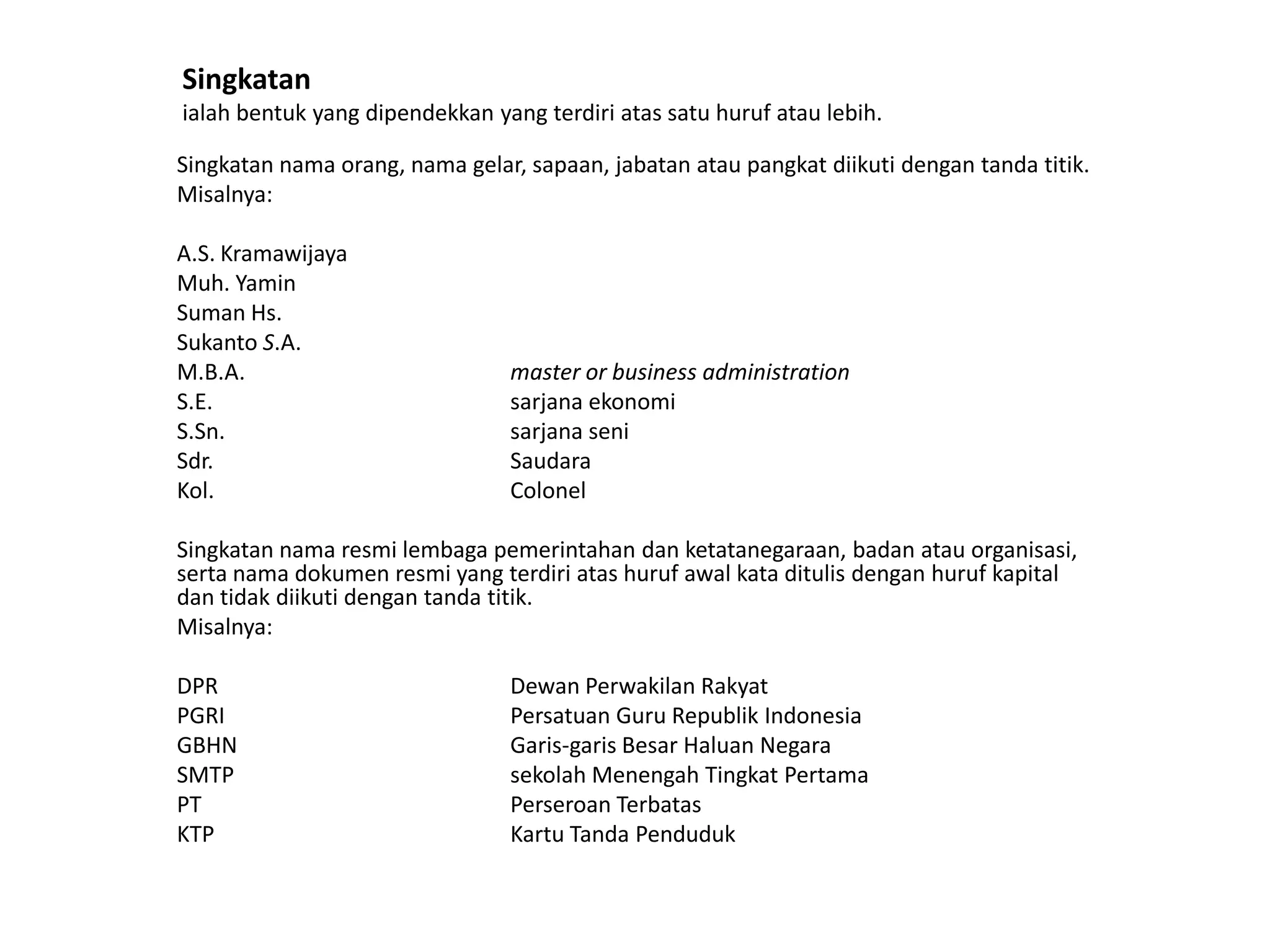 Materi singkatan & akronim | PPTX