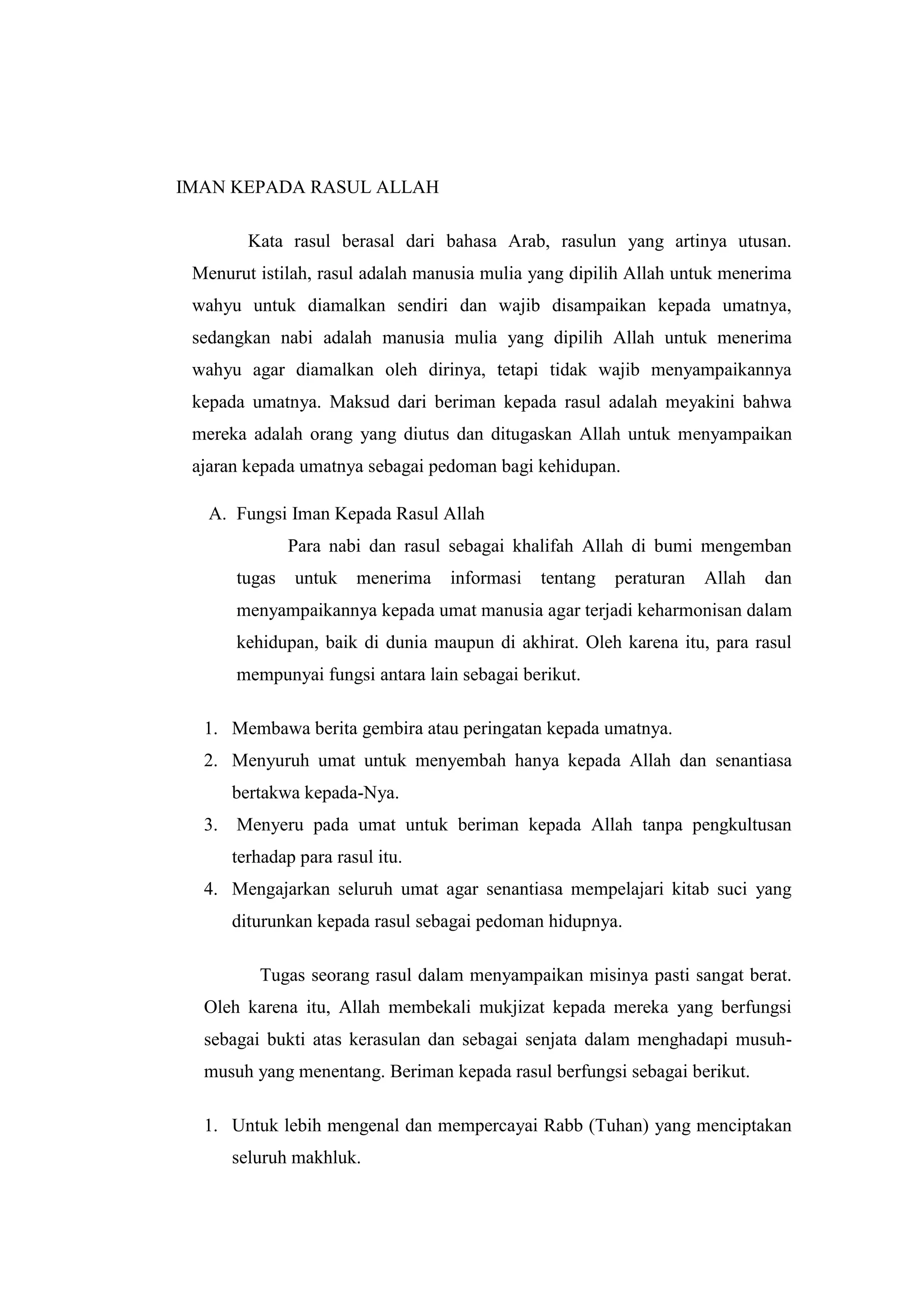 Materi Iman Kepada Rasul Allah | PDF