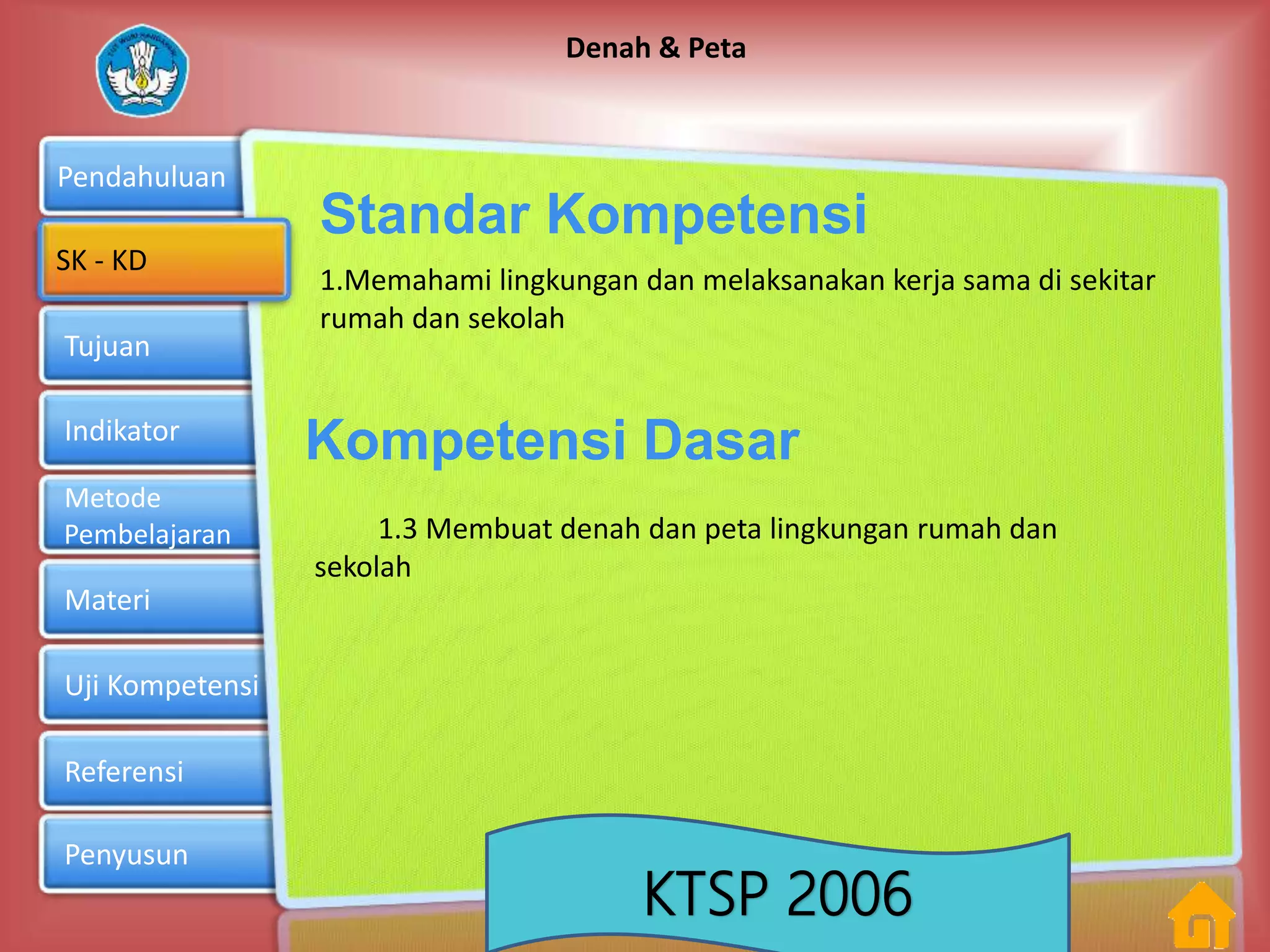 Materi IPS kelas III semester 1 bab 3 denah & peta ktsp 2006 | PPTX