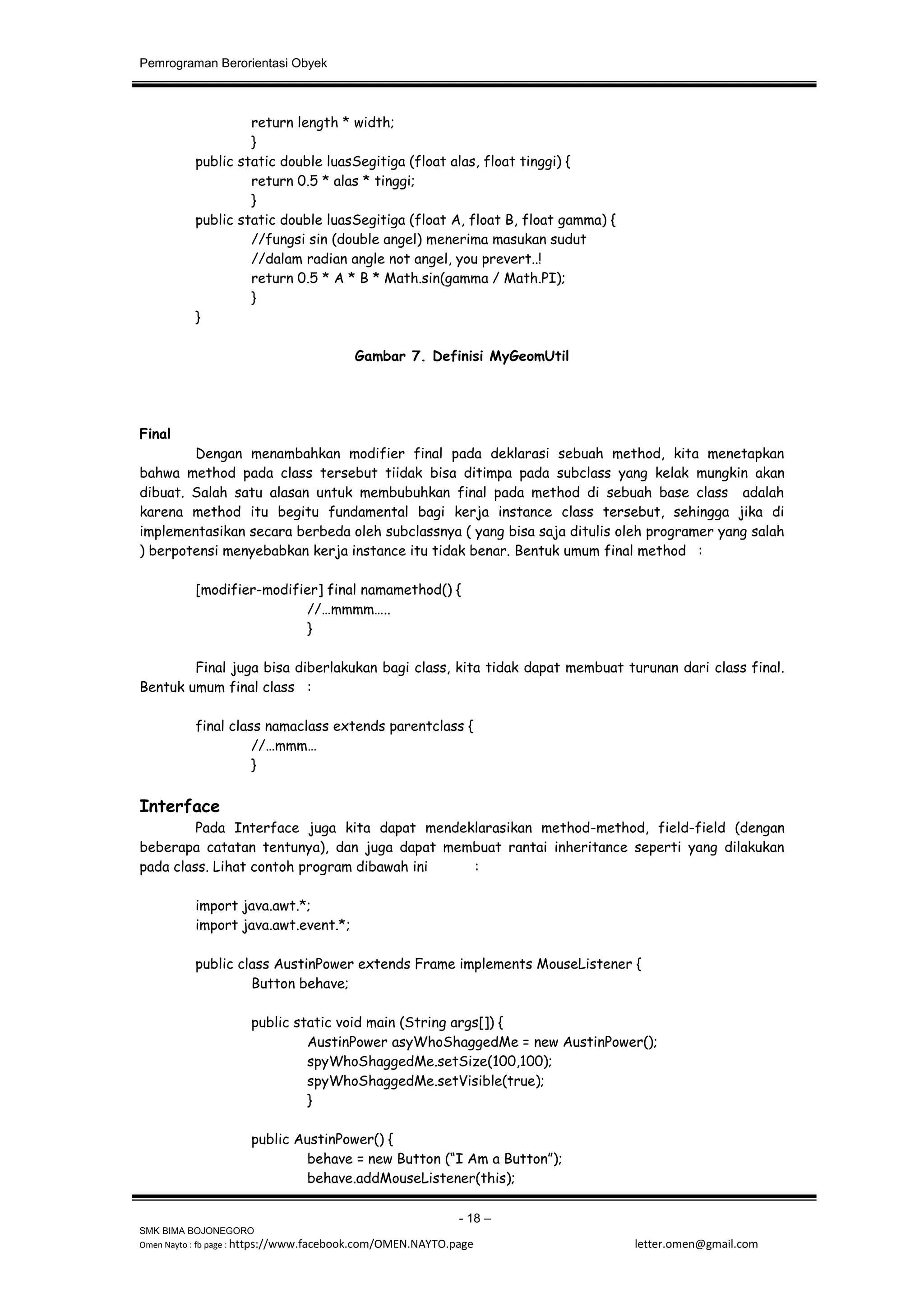 Materi java merancang aplikasi teks dan dekstop berbasis obyek | PDF