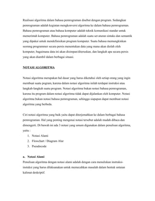PENGERTIAN ALGORITMA DAN PEMROGRAMAN | PDF
