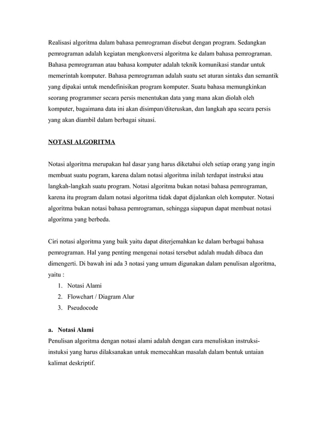 PENGERTIAN ALGORITMA DAN PEMROGRAMAN | PDF