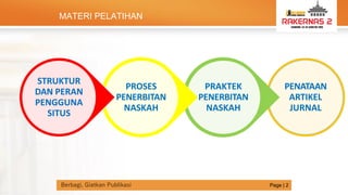 MANAJEMEN PENERBITAN ARTIKEL ILMIAH ONLINE DENGAN OJS | PPT
