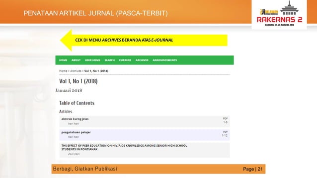 MANAJEMEN PENERBITAN ARTIKEL ILMIAH ONLINE DENGAN OJS | PPT