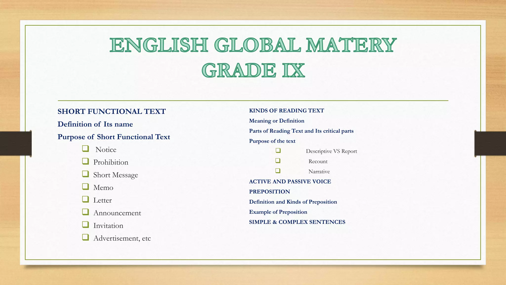 MATERI KELAS IX.1 (SHORT FUNCTIONAL TEXT) | PDF