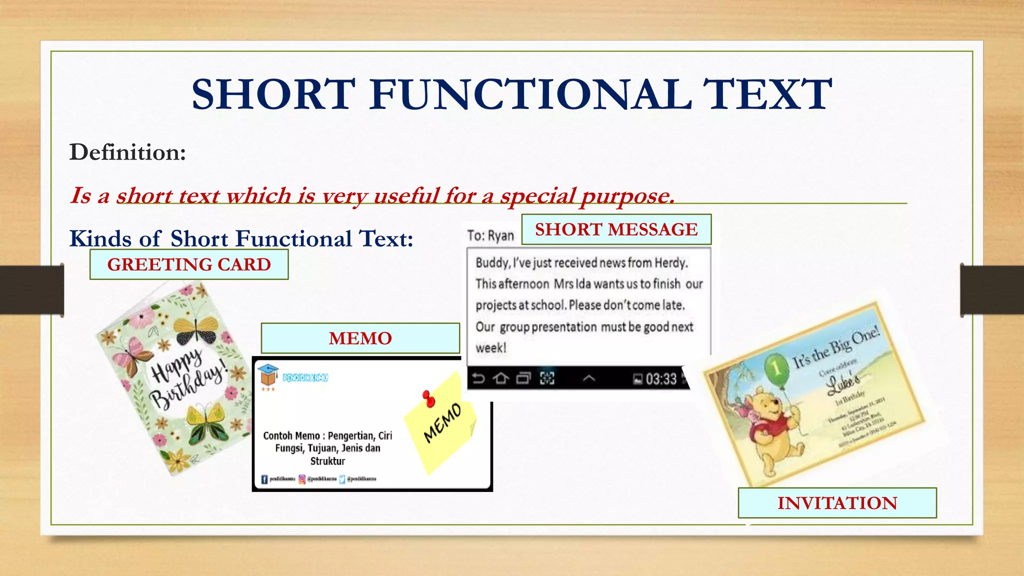 MATERI KELAS IX.1 (SHORT FUNCTIONAL TEXT) | PDF