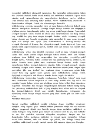 Materi kelompok 5 pentingnya pendidikan multikultural di indonesia | PDF