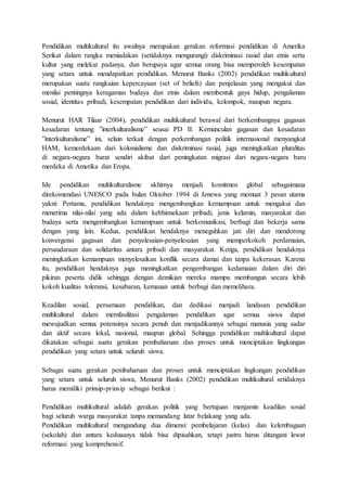 Materi kelompok 5 pentingnya pendidikan multikultural di indonesia | PDF