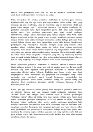 Materi kelompok 5 pentingnya pendidikan multikultural di indonesia | PDF