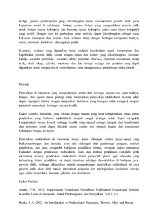 Materi kelompok 5 pentingnya pendidikan multikultural di indonesia | PDF