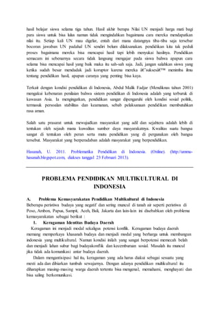 Materi kelompok 5 pentingnya pendidikan multikultural di indonesia | PDF