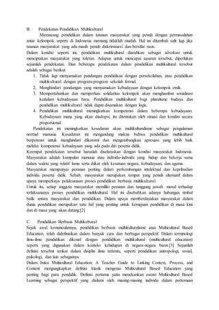 Materi kelompok 5 pentingnya pendidikan multikultural di indonesia | PDF