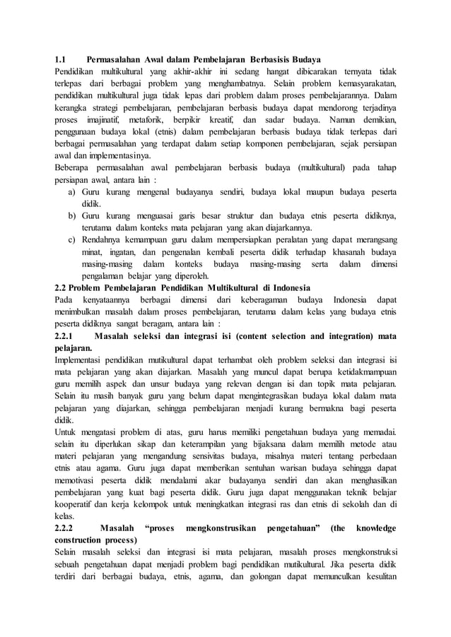 Materi kelompok 5 pentingnya pendidikan multikultural di indonesia | PDF
