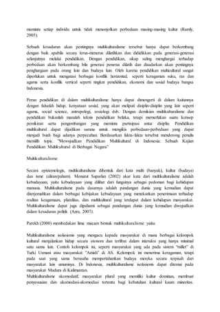 Materi kelompok 5 pentingnya pendidikan multikultural di indonesia | PDF