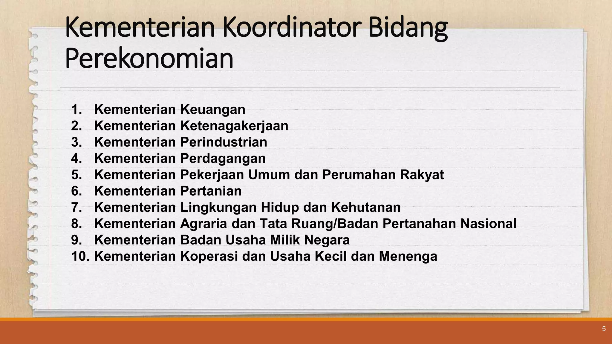 KEDUDUKAN DAN FUNGSI LEMBAGA KEMNETERIAN NEGARA REPUBLIK INDONESIA DAN ...