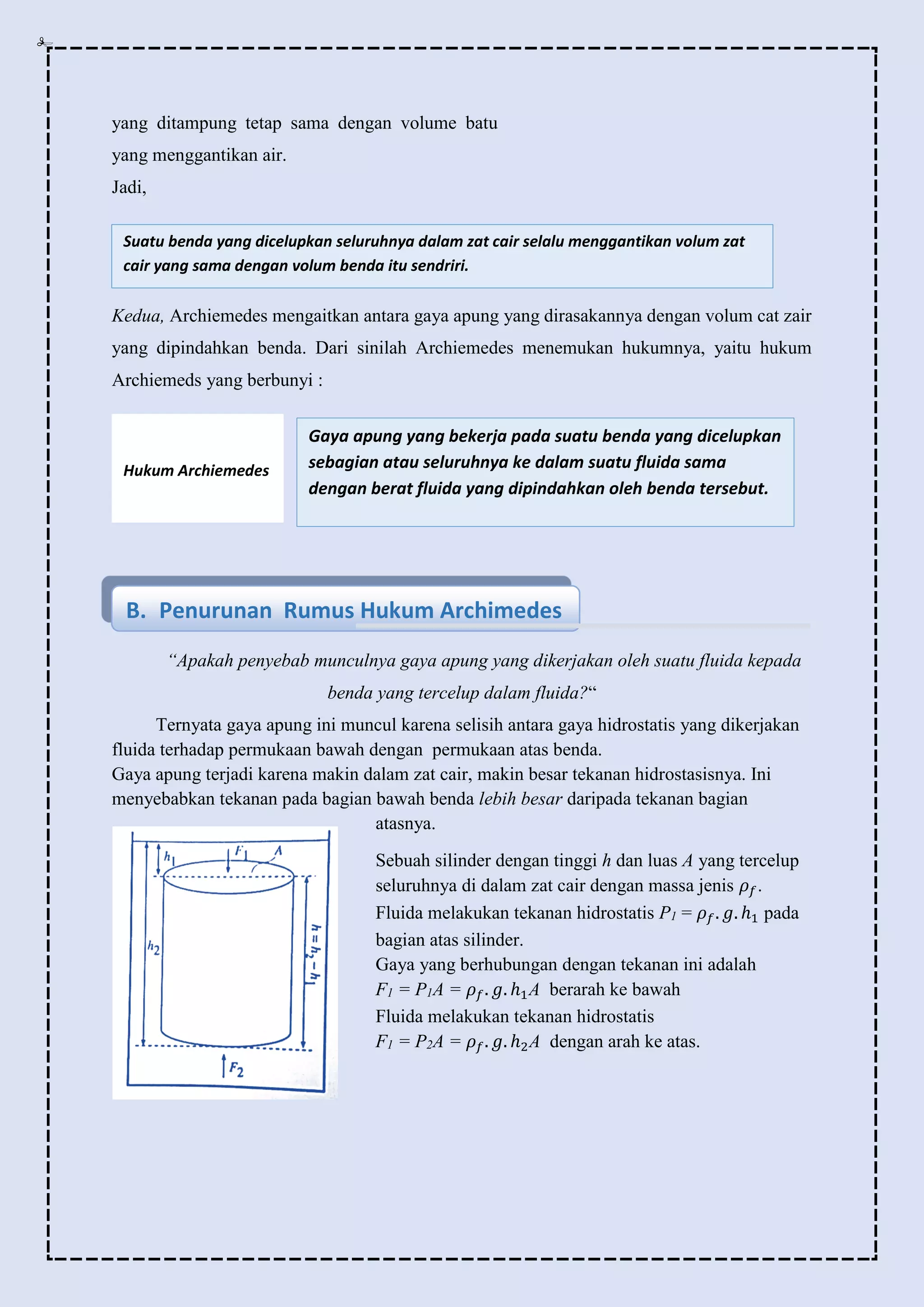 MATERI FLUIDA STATIS (TEKANAN HIDROSTATIS, HUKUM PASCAL, DAN HUKUM ...