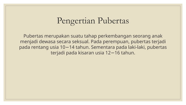 Materi Ekstrakulikuler Keputrian - PUBERTAS | PPT