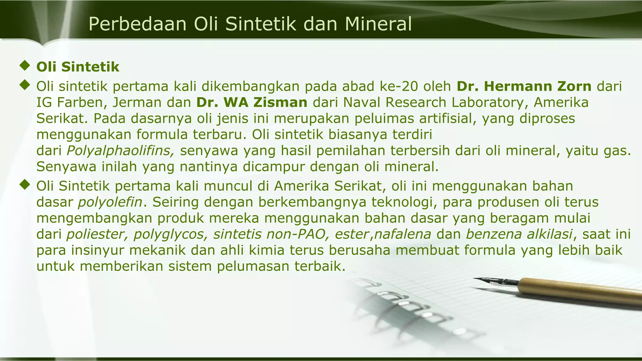 Pelumas dan Pelumasan | PPT