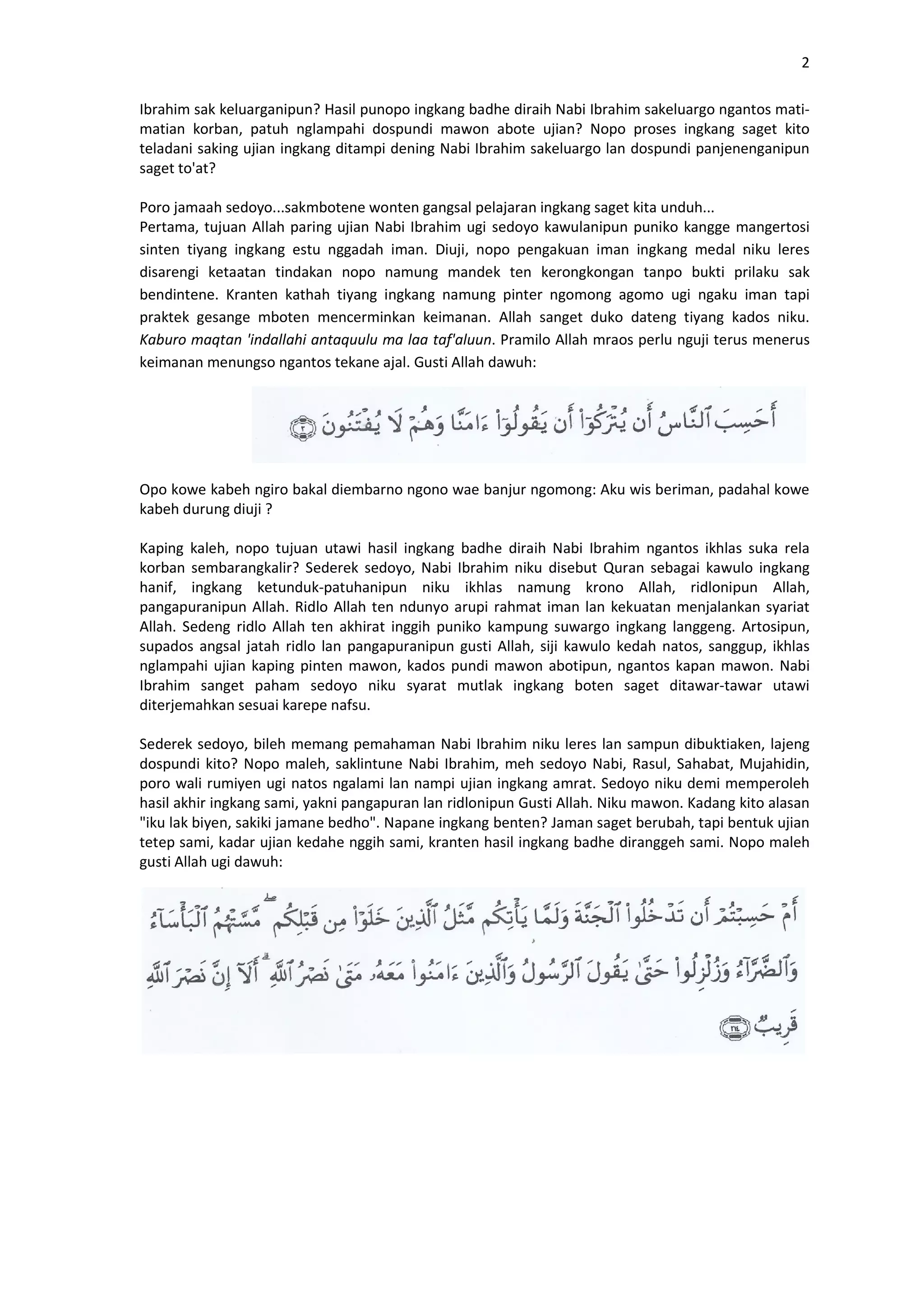 Materi khutbah idul adha 1436 h (jawa) | PDF