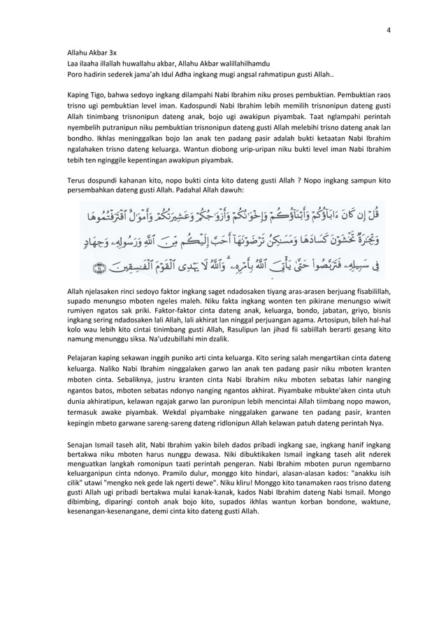 Materi khutbah idul adha 1436 h (jawa) | PDF