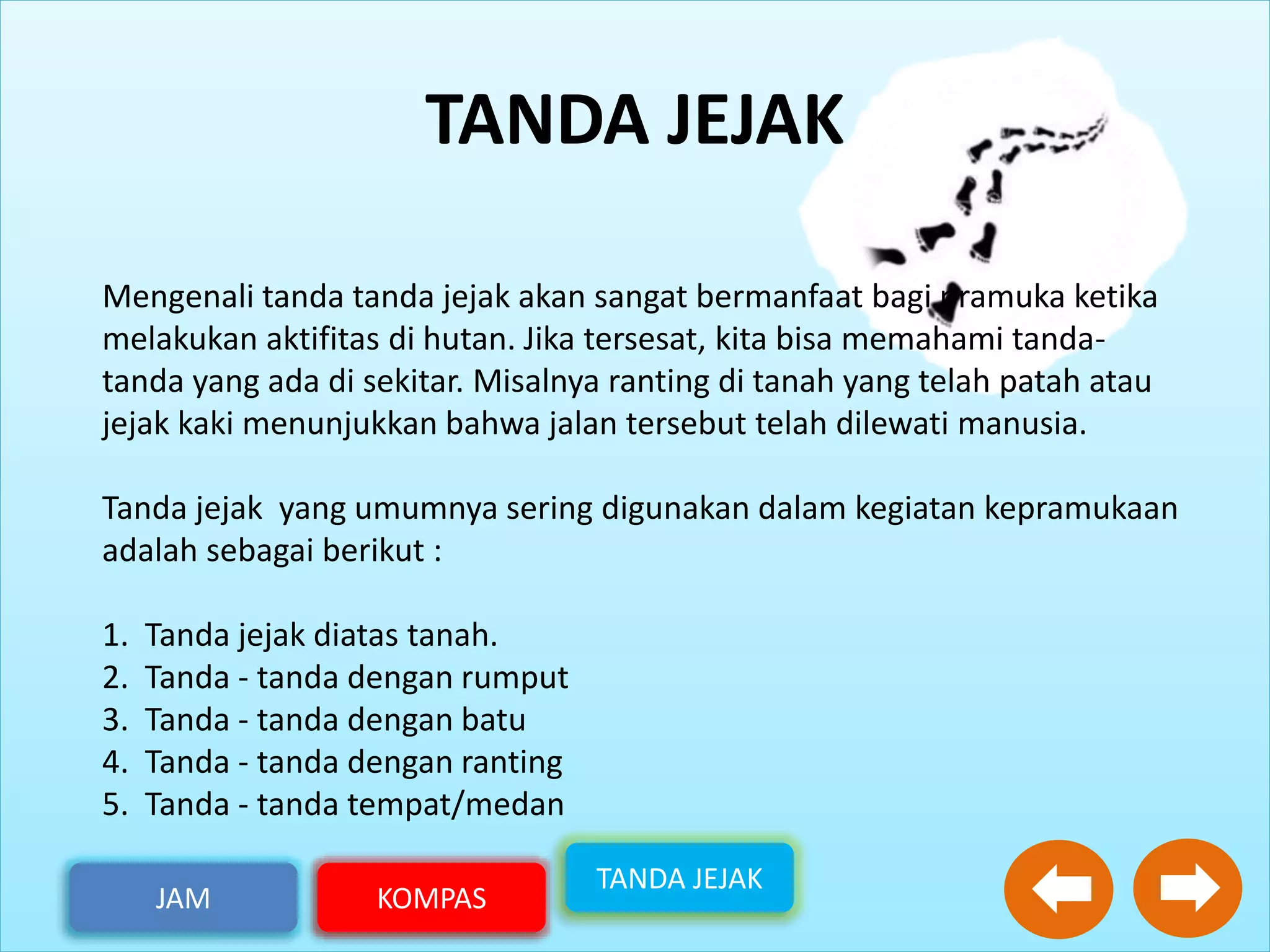 Materi Pramuka kompas, tanda jejak, dan jam | PPTX