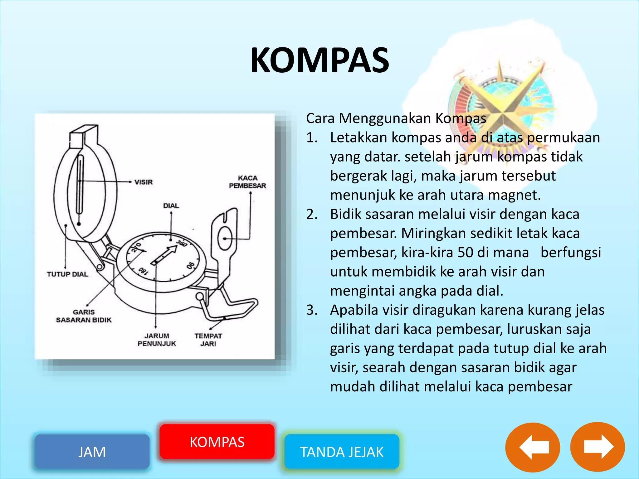 Materi Pramuka kompas, tanda jejak, dan jam | PPTX
