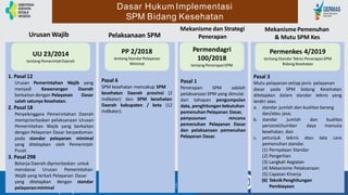Arah kebijakan Pemerintah terkait Pelaksanaan SPM kesehatan | PDF