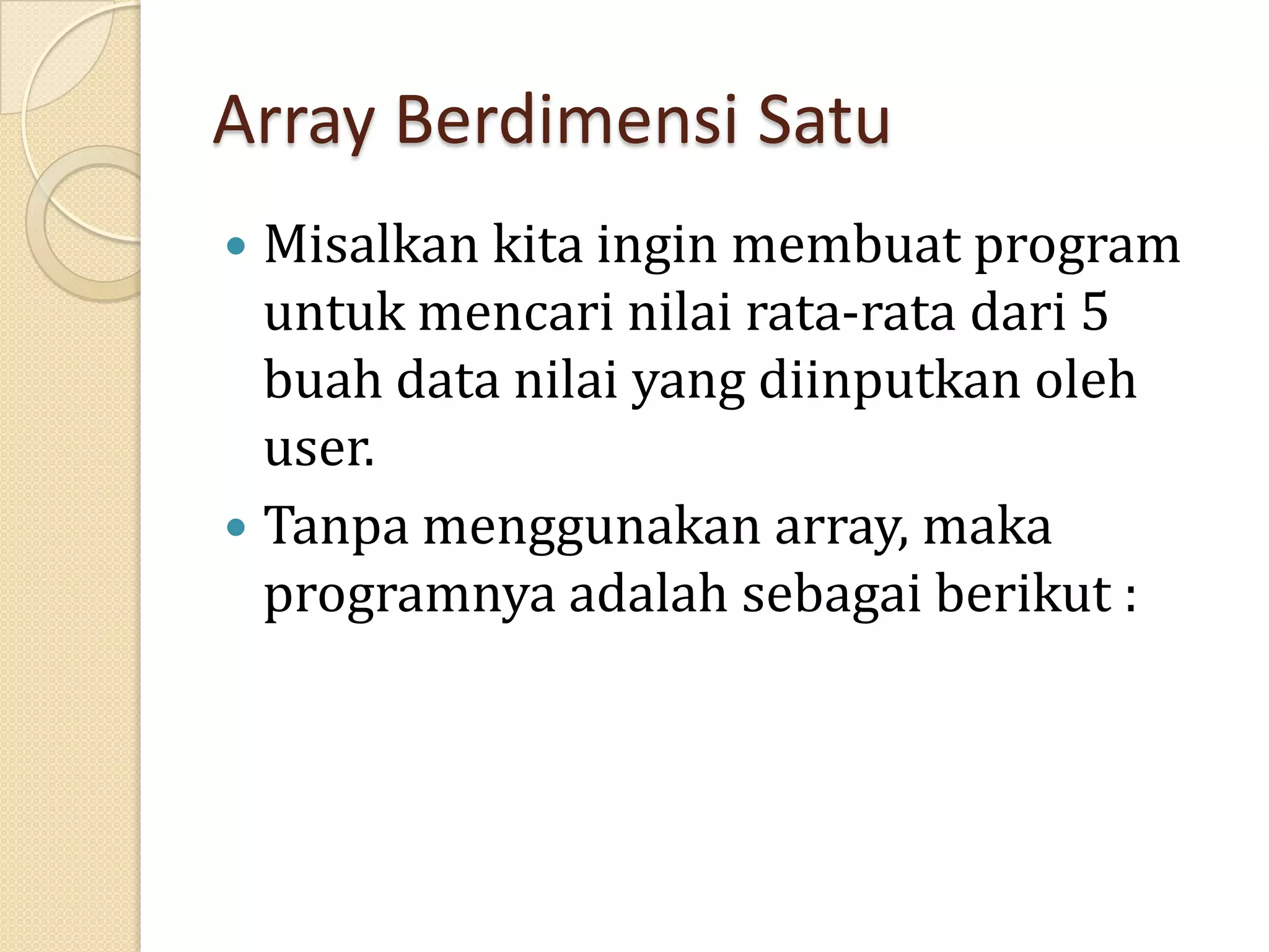 Materi kuliah 15 array part 1 | PPT
