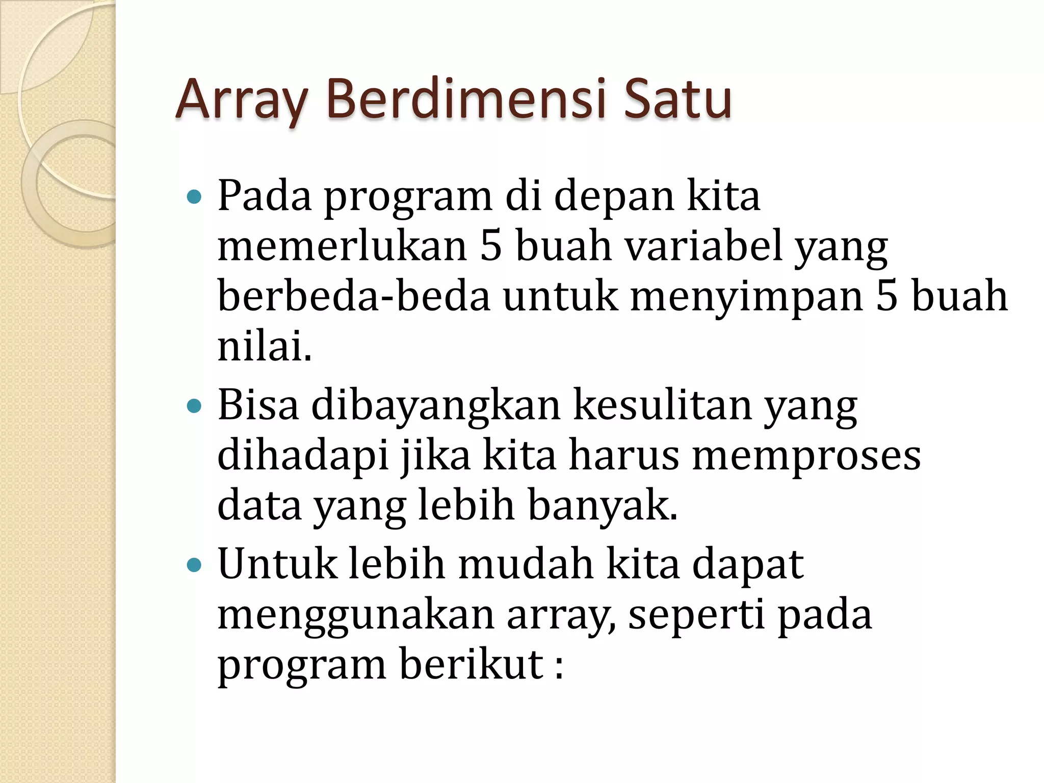 Materi kuliah 15 array part 1 | PPT
