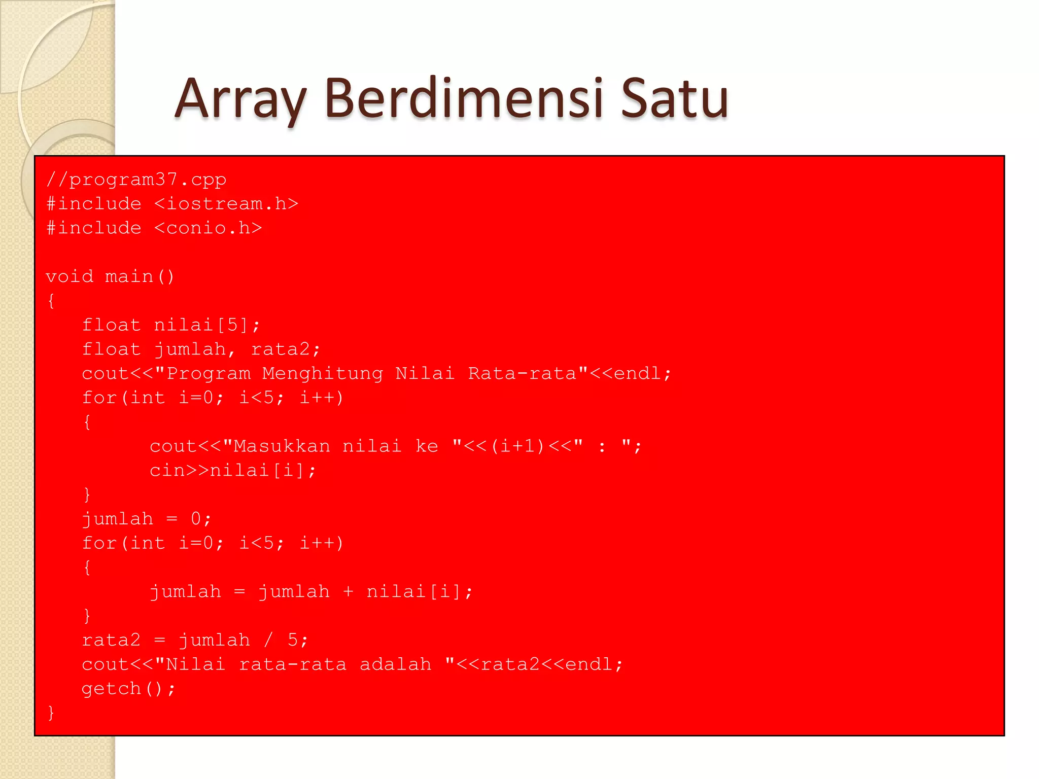 Materi Kuliah 15 Array Part 1 Ppt