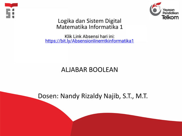 Materi Kuliah mengenai Aljabar dan Boolean | PDF