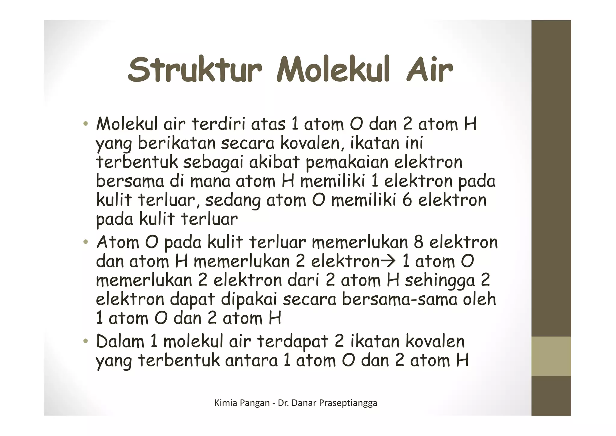 ITP UNS Semester 3, KIMIA PANGAN: air | PDF