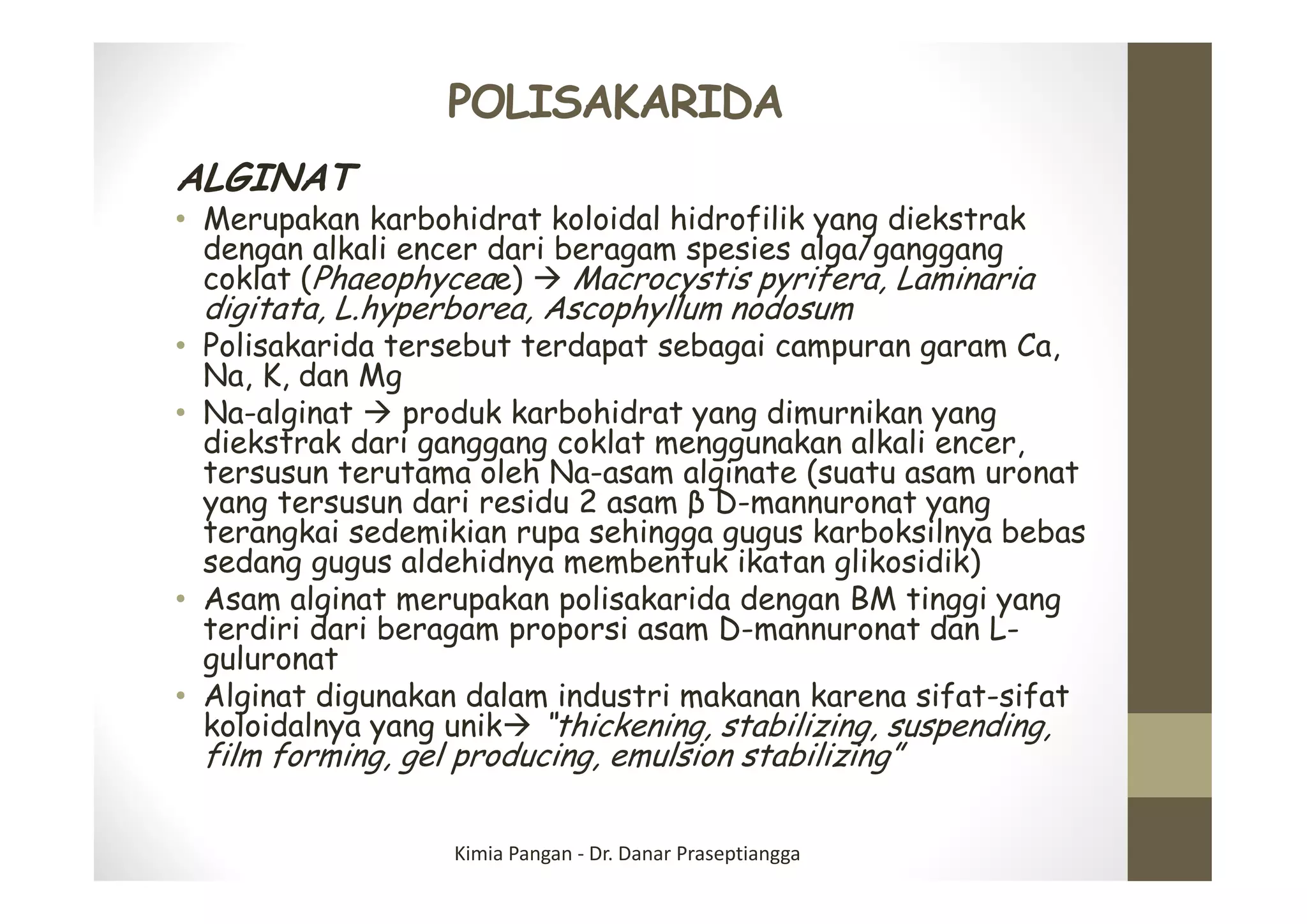 ITP UNS Semester 3, KIMIA PANGAN: karbohidrat (polisakarida) | PDF