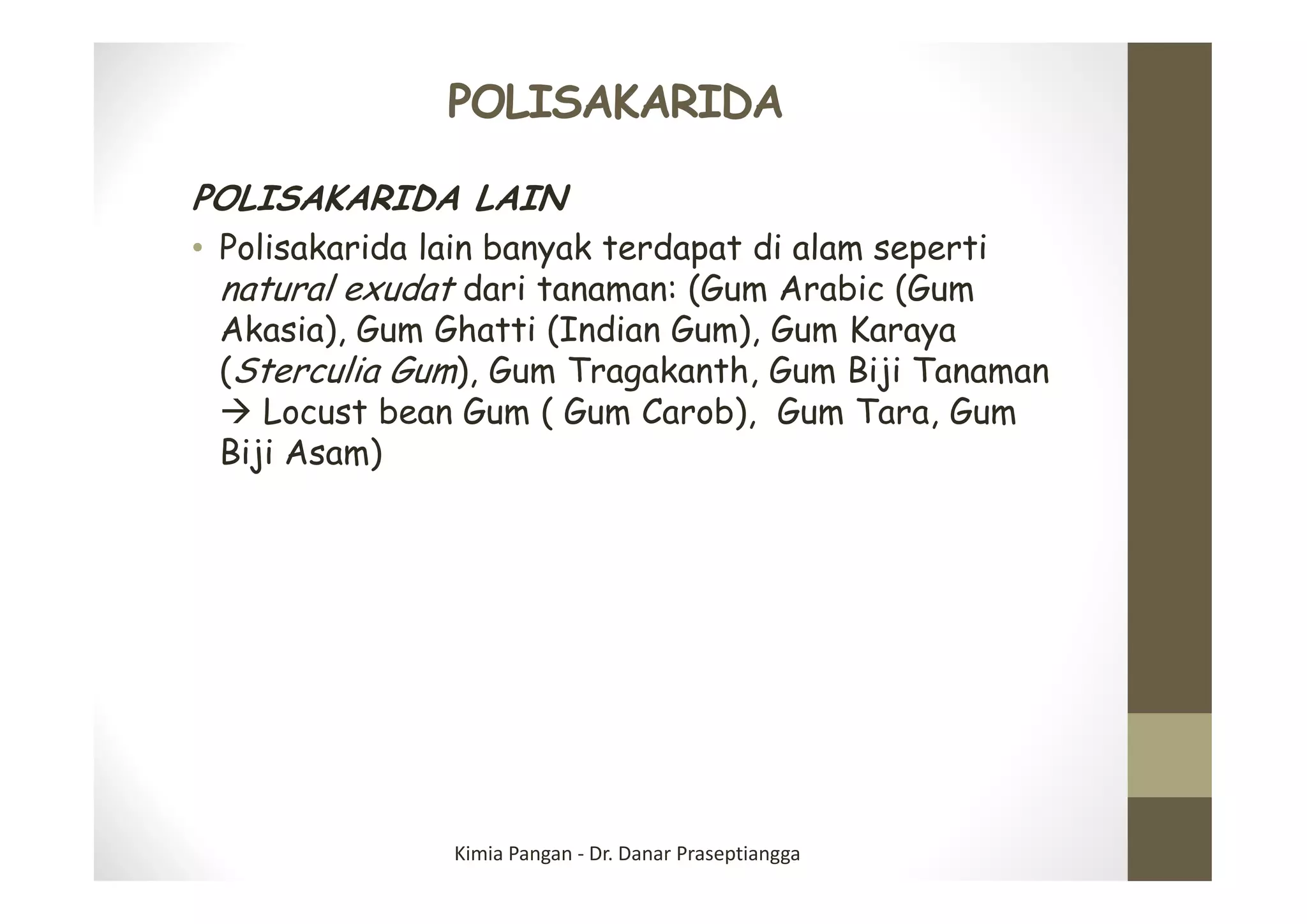 ITP UNS Semester 3, KIMIA PANGAN: karbohidrat (polisakarida) | PDF