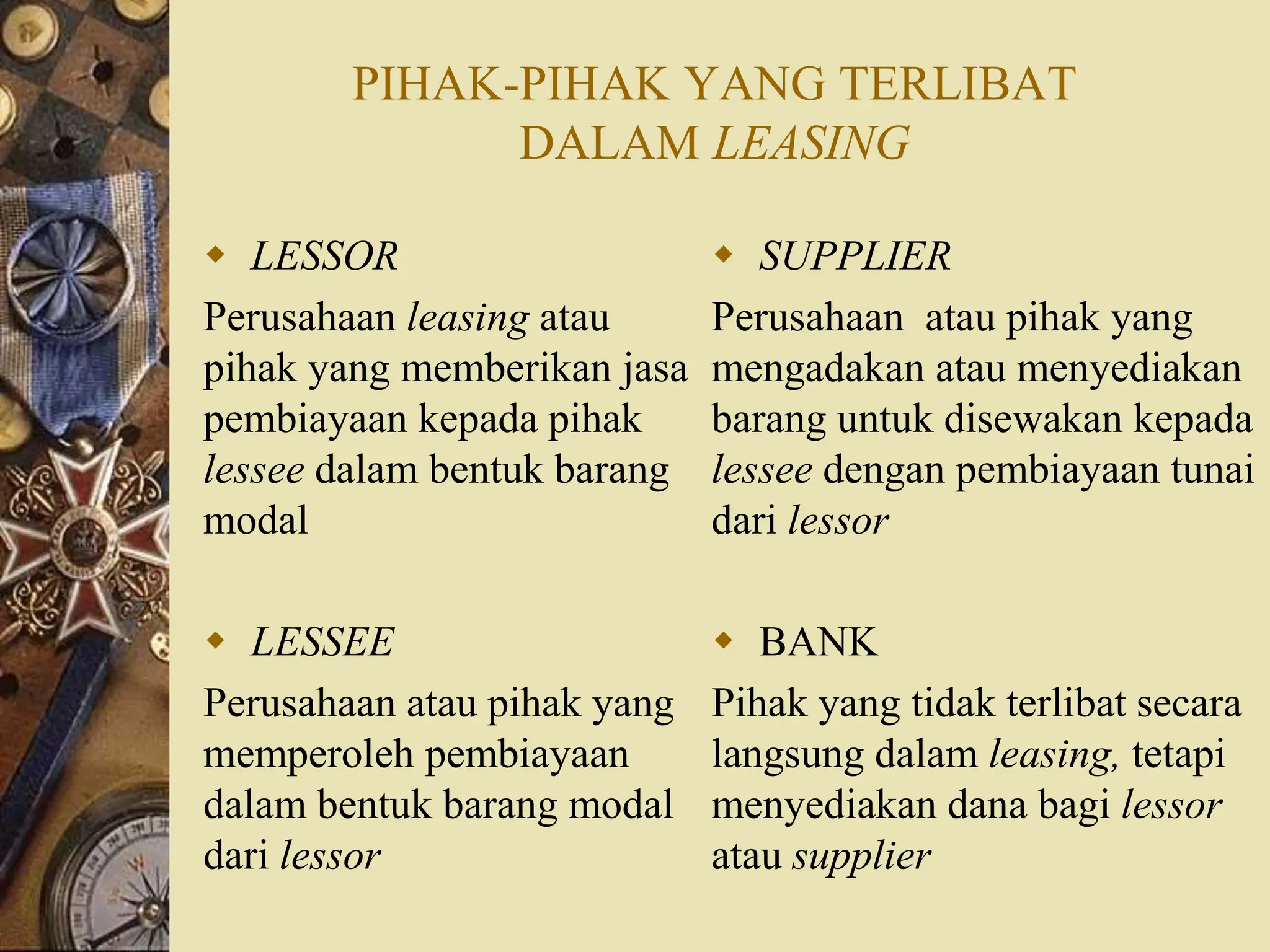 Mata Kuliah BANK dan Lembaga Keuangan - LEASING | PPT