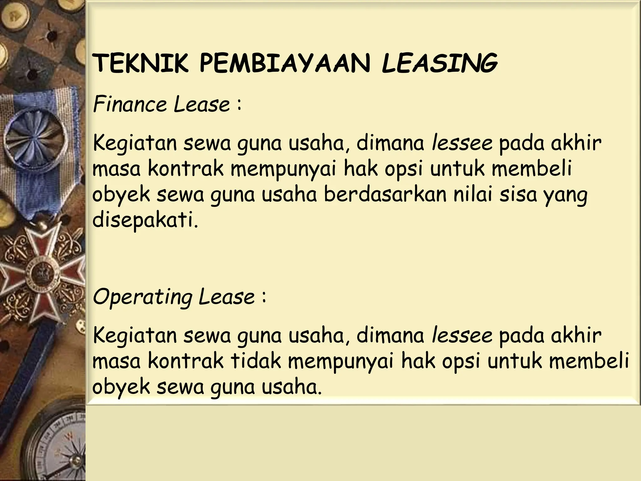 Mata Kuliah BANK dan Lembaga Keuangan - LEASING | PPT