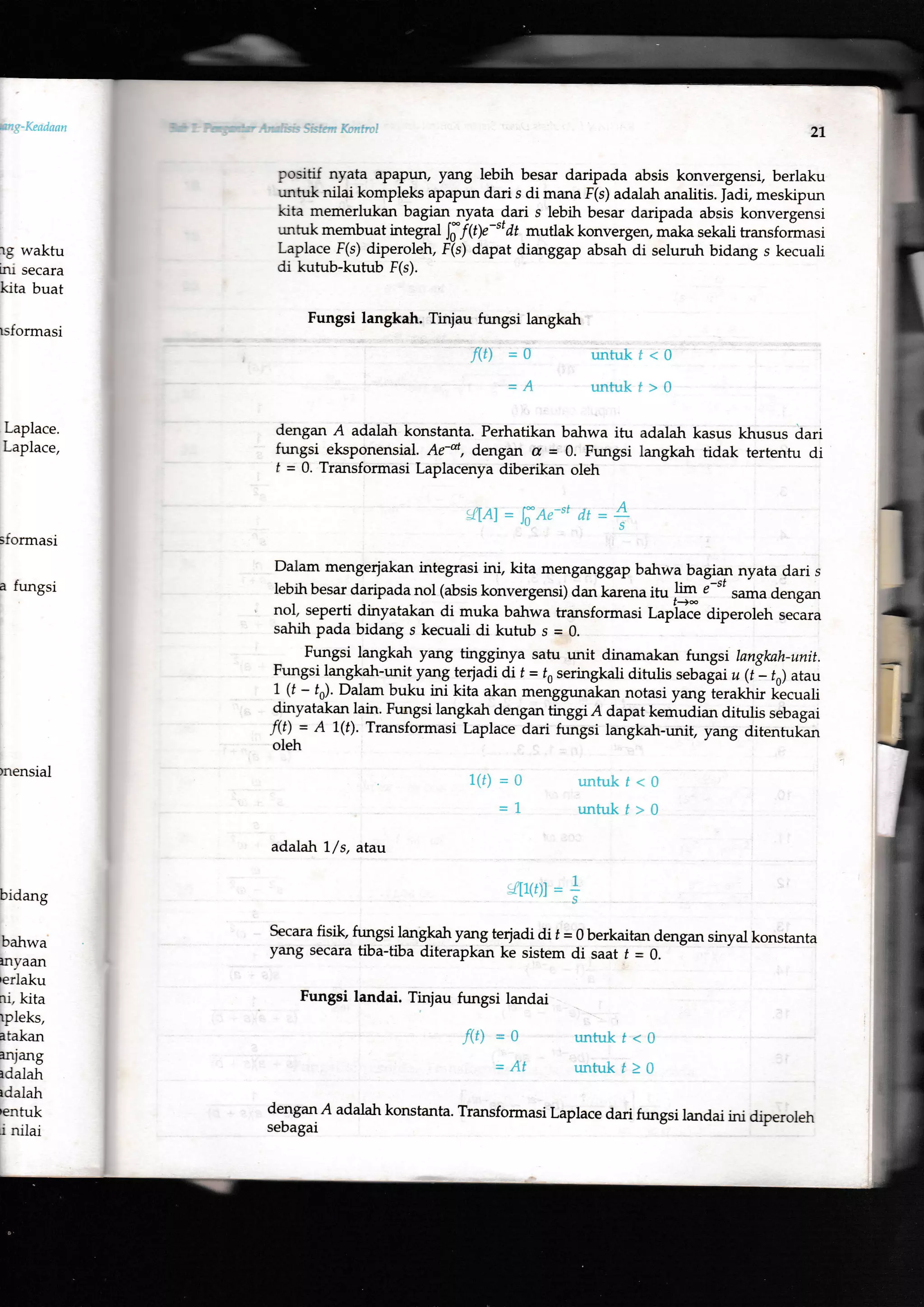 Materi kuliah teknik pengaturan transformasi laplace | PDF